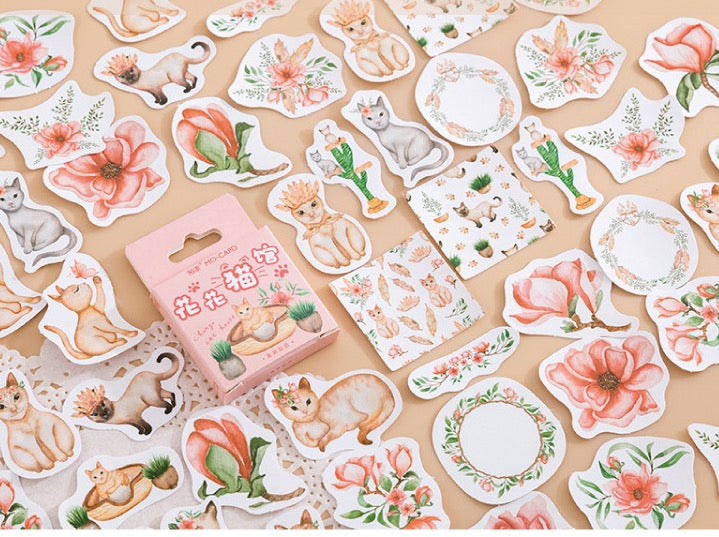 Mo•Card Sticker Box- Flower Cats – Skyfall Studio